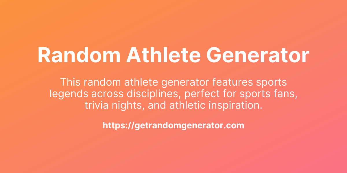 Random Athlete Generator - Get Random Generator