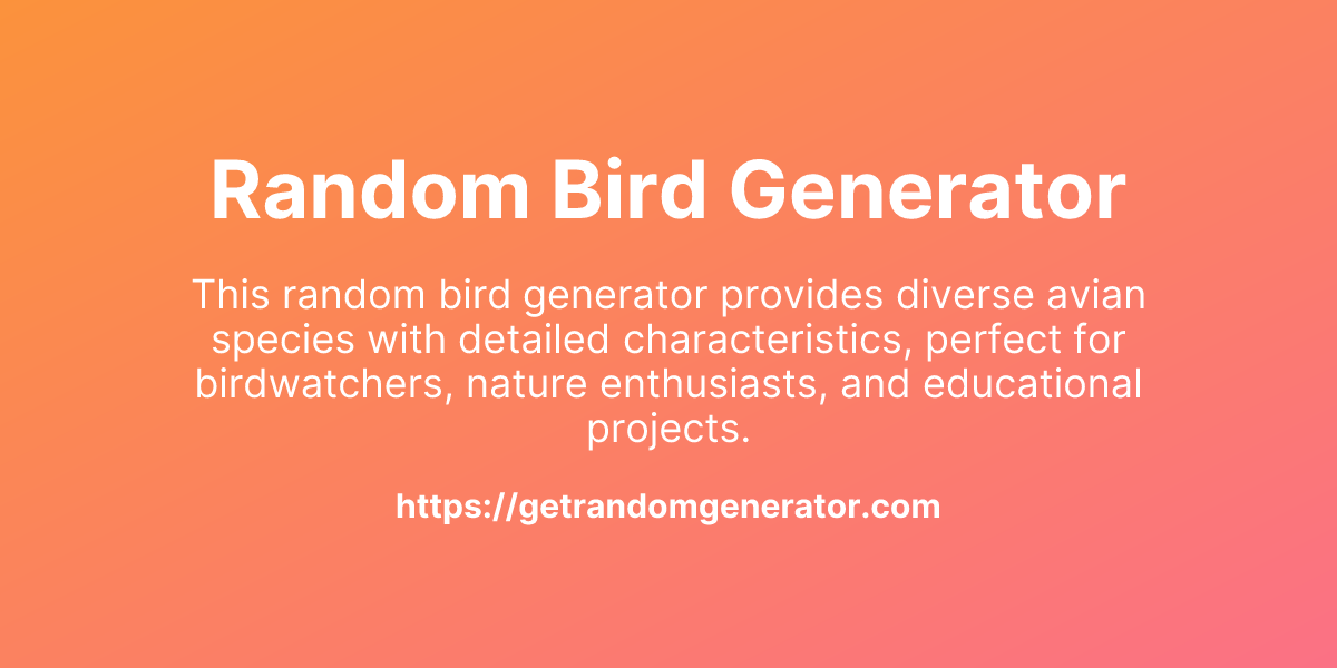 Random Bird Generator - Get Random Generator