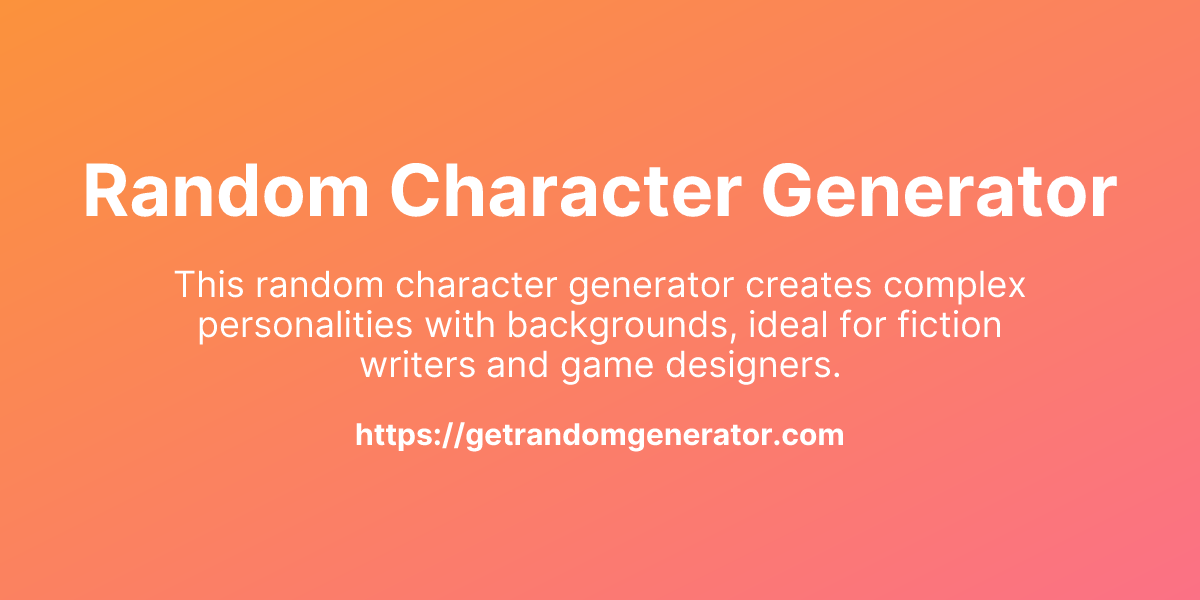 Random Character Generator - Get Random Generator