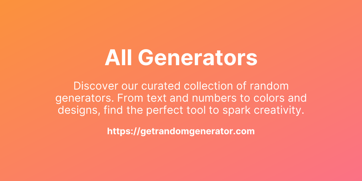 All Generators - Get Random Generator