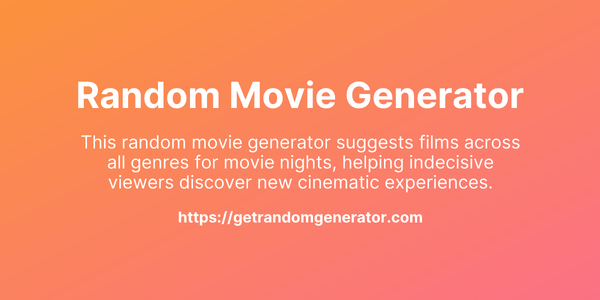 Random Movie Generator - Get Random Generator