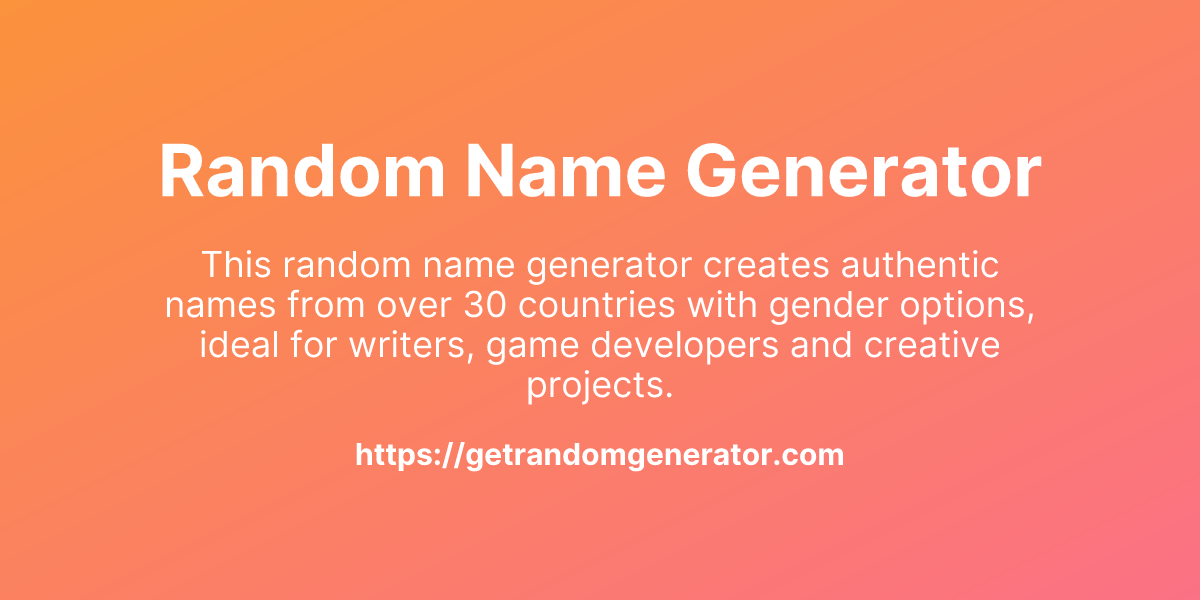 Random Name Generator Get Random Generator