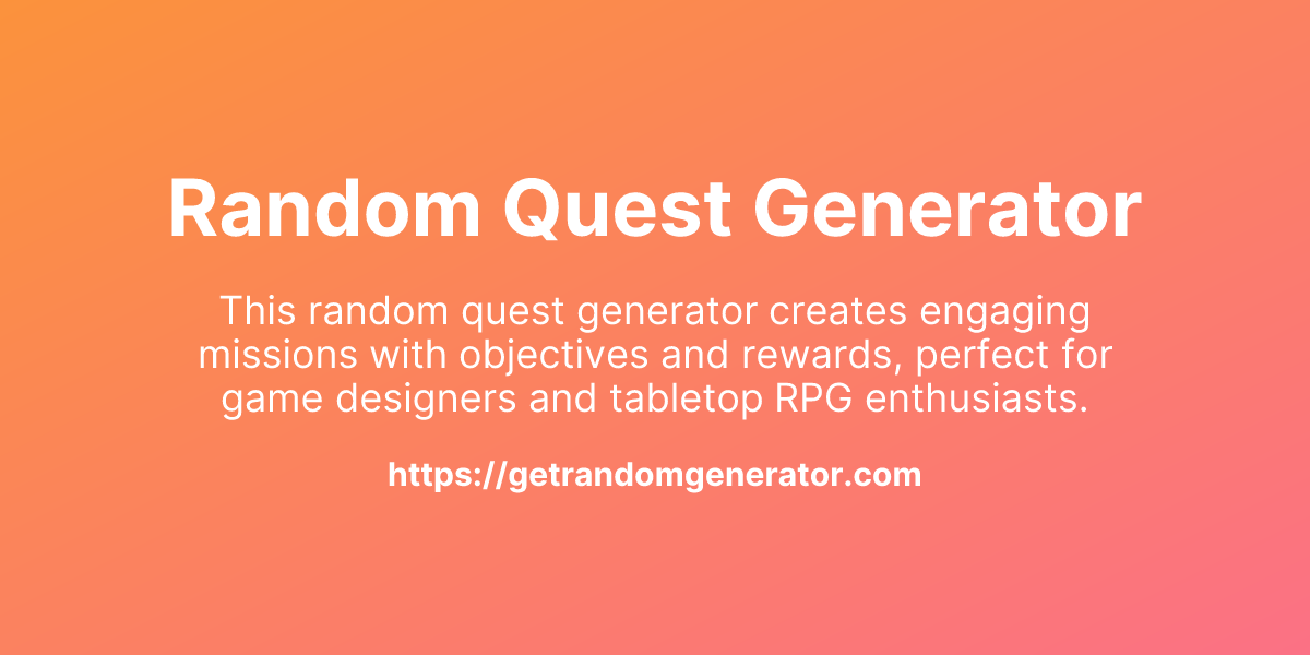 Random Quest Generator - Get Random Generator
