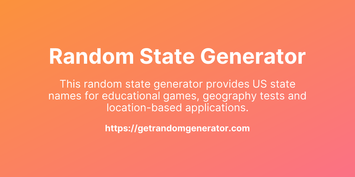 Random State Generator - Get Random Generator