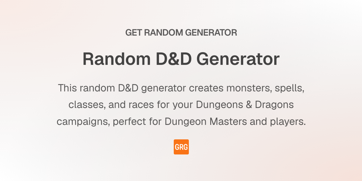 Random D&D Generator - Get Random Generator