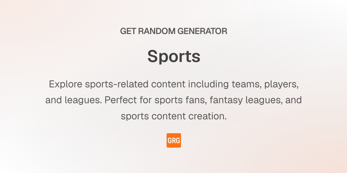 Sports - Get Random Generator